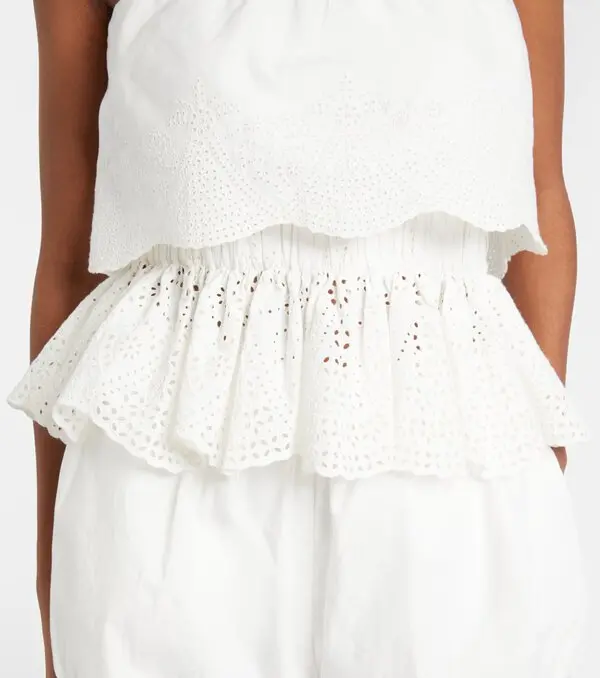 Posse Beryl Broderie Anglaise Peplum Cotton Top