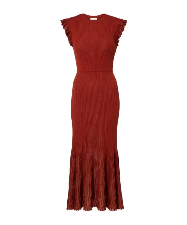 Ulla Johnson Noelle Knitted Lamé Midi Dress