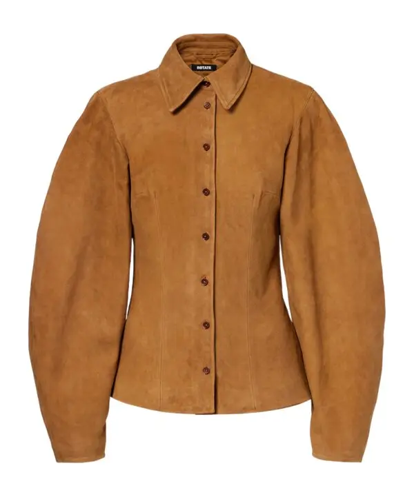 ROTATE BY BIRGER CHRISTENSEN Pointed Collar Long-sleeved Shirt - Brown