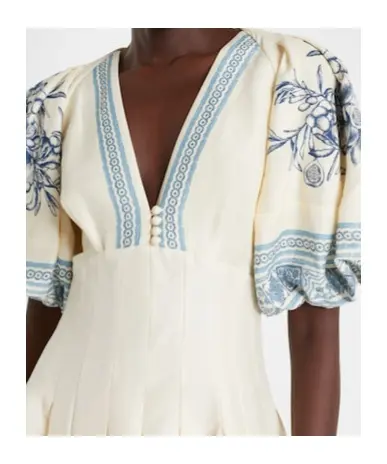 ALEMAIS Villa Romantica Printed Linen-blend Midi Dress - White