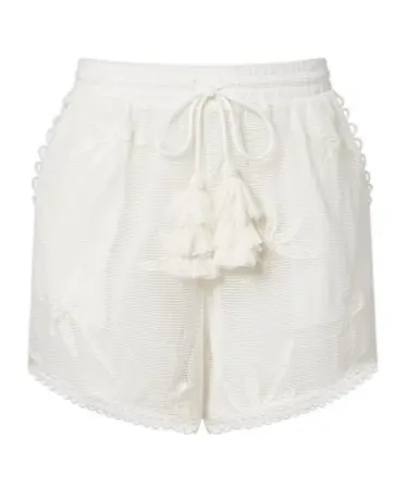 Farm Rio Embroidered Cotton Shorts - White