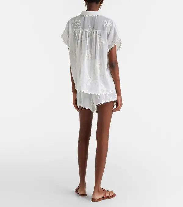 Farm Rio Embroidered Cotton Shorts