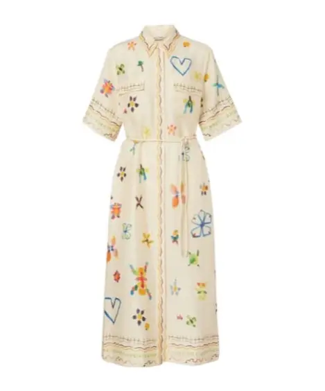 ALEMAIS Sidi Floral Linen-blend Shirt Dress - Nude