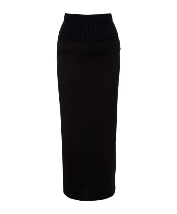 Attico Jersey Midi Skirt - Black