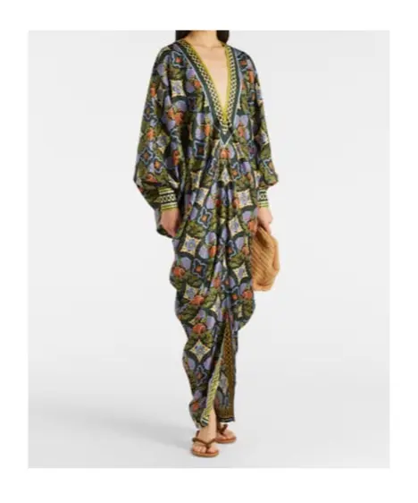 ALEMAIS Cece Floral Silk Kaftan
