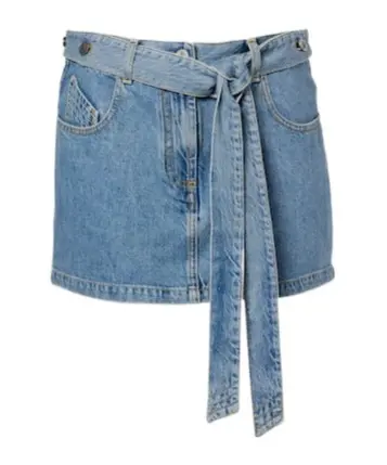 Attico Belted Denim Miniskirt