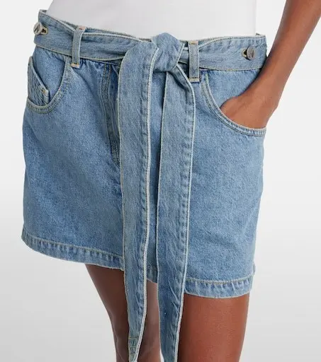 Attico Belted Denim Miniskirt
