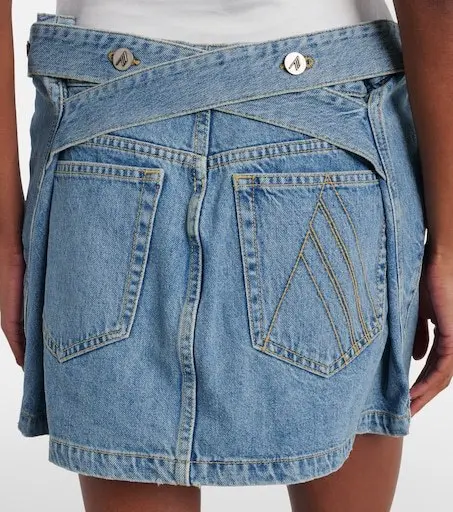 Attico Belted Denim Miniskirt