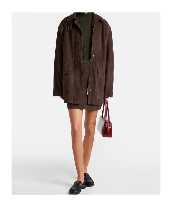ROTATE BY BIRGER CHRISTENSEN High Collar Long Sleeve Leather Jacket