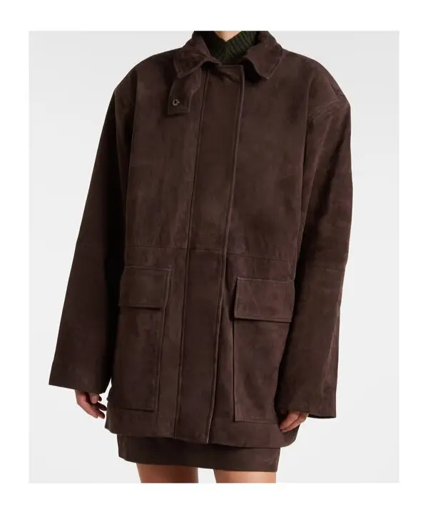 ROTATE BY BIRGER CHRISTENSEN High Collar Long Sleeve Leather Jacket