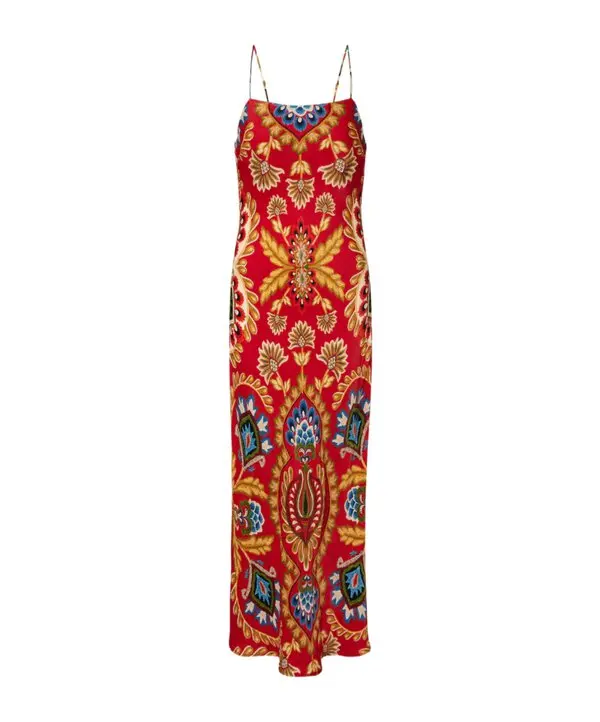Farm Rio Folk Tapestry Maxi Dress - Red