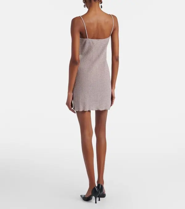 Magda Butrym Shirred Floral Appliqué Mini Dress