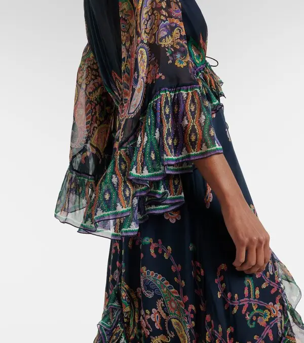 Etro Paisley Pattern Multi-layered Silk Chiffon Dress