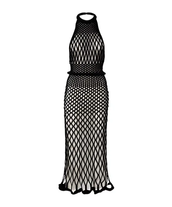 Givenchy Halterneck Open-back Mesh Midi Dress - Black