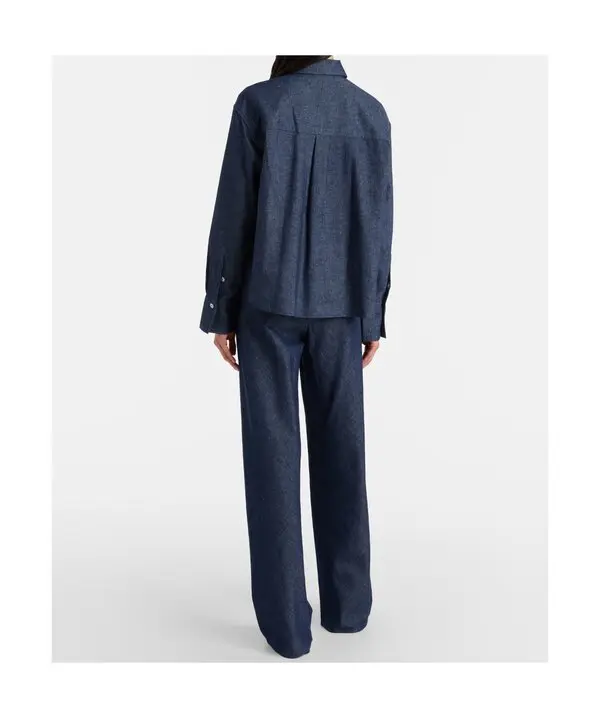 Vince Colette Cotton And Linen Chambray Wide-leg Pants - Black