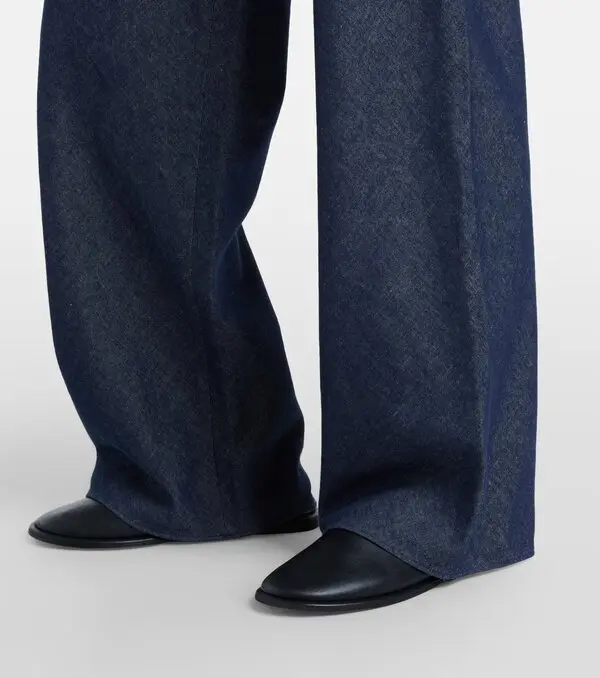 Vince Colette Cotton And Linen Chambray Wide-leg Pants - Black