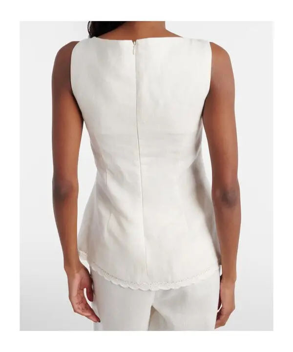Posse Effi Scalloped Linen Tank Top