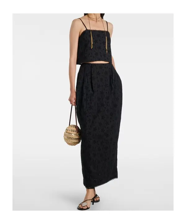 Posse Salma Embroidered Cotton Maxi Skirt