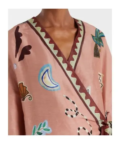 ALEMAIS Linen And Silk-blend Wrap Midi Dress