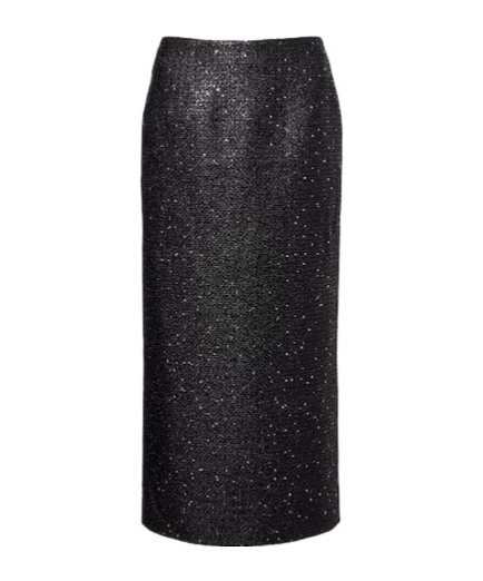 Carolina Herrera Sequined Tweed Pencil Skirt - Black