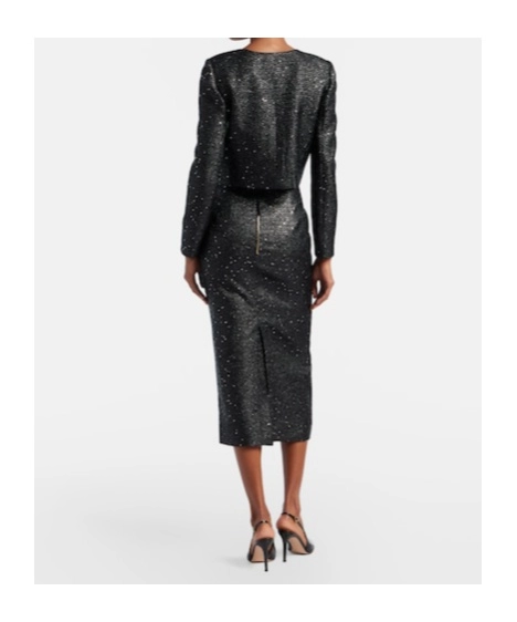 Carolina Herrera Sequined Tweed Pencil Skirt - Black