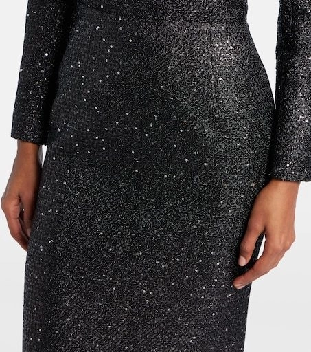 Carolina Herrera Sequined Tweed Pencil Skirt - Black
