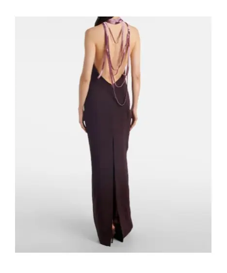 Attico Embellished Satin Gown