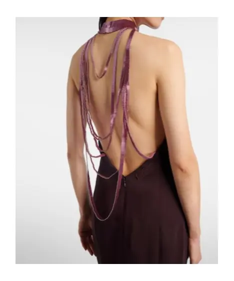 Attico Embellished Satin Gown
