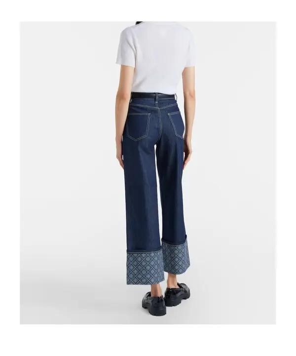 Tory Burch Monogram Wide-leg Jeans