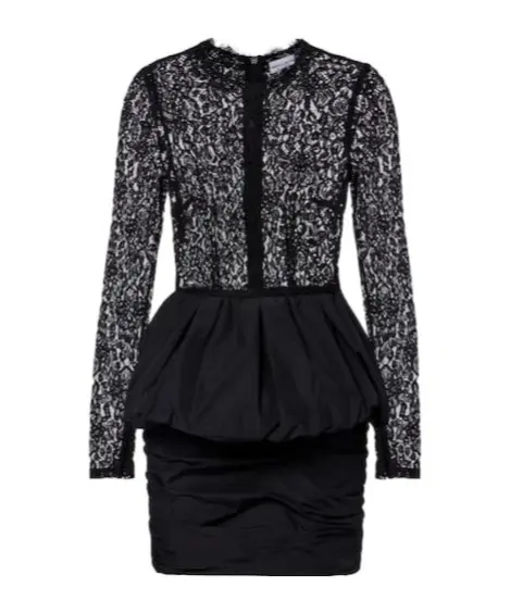 Rebecca Vallance Dixie Peplum Lace And Taffeta Mini Dress - Black