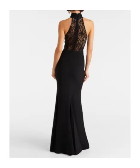 Rebecca Vallance Dixie Draped Halterneck Lace Gown