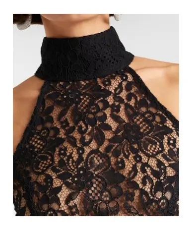 Rebecca Vallance Dixie Draped Halterneck Lace Gown