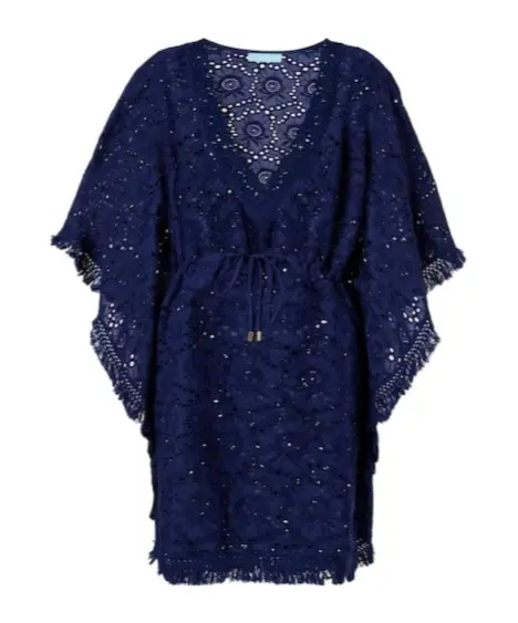 Melissa Odabash Ivy Broderie Anglaise Cotton Kaftan - Blue