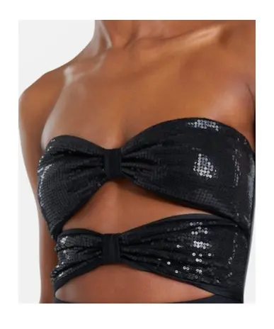 ADRIANA DEGREAS Cutout Sequined Swimsuit