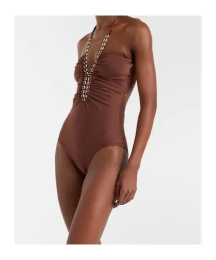 ADRIANA DEGREAS Solid Chain Halterneck Swimsuit