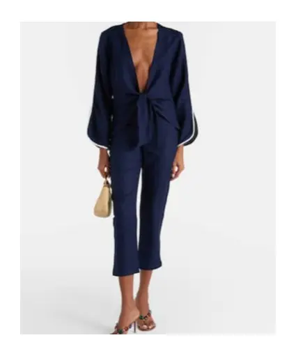 ADRIANA DEGREAS Linen-blend Capri Pants