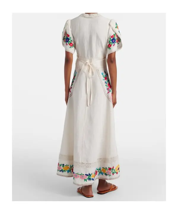 Rixo Novara Embroidered Linen-blend Maxi Dress