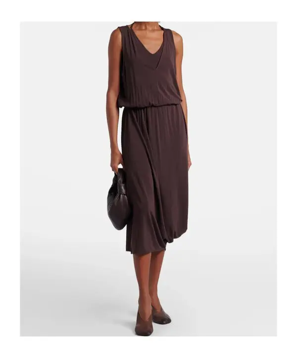 LEMAIRE Draped Midi Dress - Wine Red
