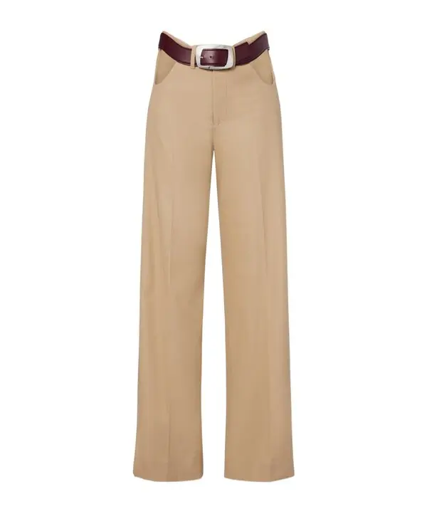 JEAN PAUL GAULTIER Cotton Wide-leg Pants With Cutout Detail - Nude