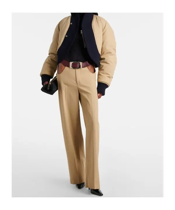 JEAN PAUL GAULTIER Cotton Wide-leg Pants With Cutout Detail - Nude