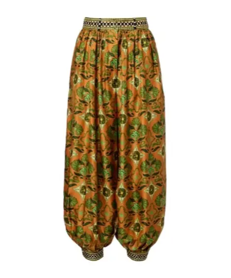 ALEMAIS Cece Floral Silk Tapered Pants - Brown
