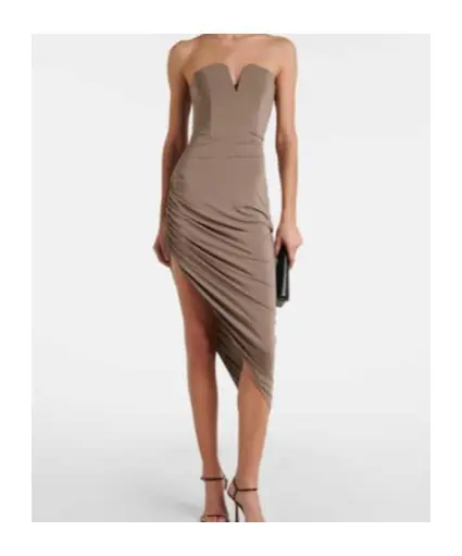 NENSI DOJAKA Strapless Asymmetric Draped Cocktail Dress