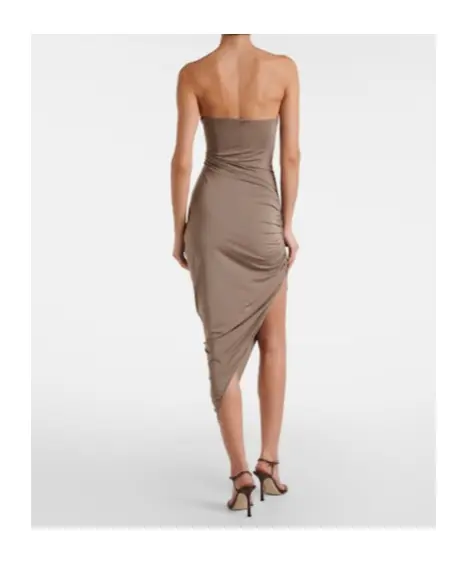 NENSI DOJAKA Strapless Asymmetric Draped Cocktail Dress