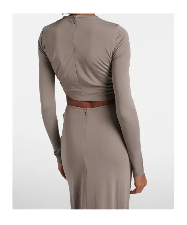 Christopher Esber Bezel Quartz Asymmetric Jersey Crop Top
