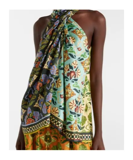 ALEMAIS Cece Floral Silk Halterneck Top