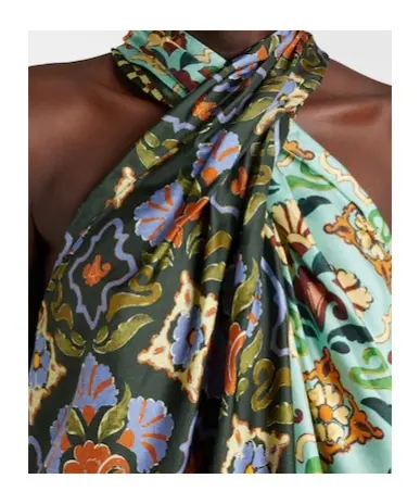 ALEMAIS Cece Floral Silk Halterneck Top