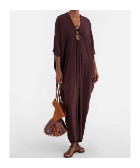 ADRIANA DEGREAS Ring-detail Draped Kaftan