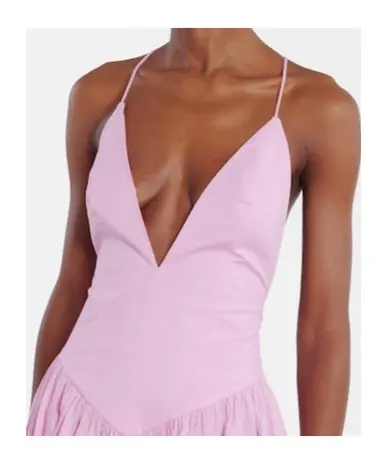 ADRIANA DEGREAS Open-back Cotton Maxi Dress