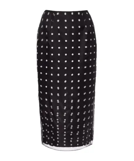 EMILIA WICKSTEAD Polka-dot Silk Taffeta Pencil Skirt - Black