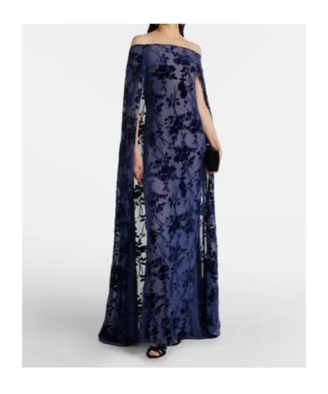 RODARTE Off-shoulder Floral Jacquard Cape Maxi Dress